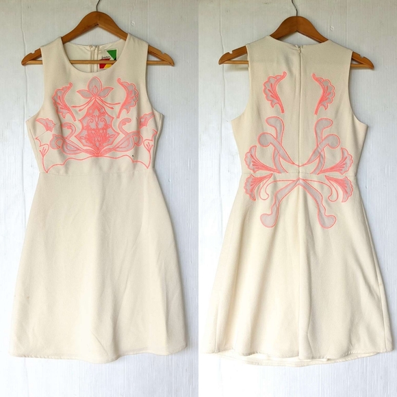 Modcloth | Dresses | Fervour By Modcloth Embroidered Ivory Fit And ...